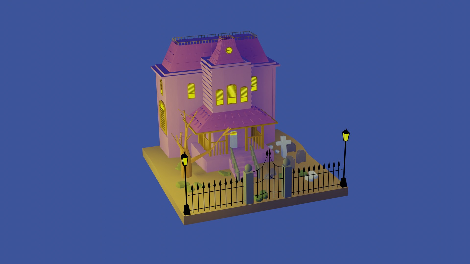 Low Poly HAUNTED HOUSE 3D Model - TurboSquid 2116713