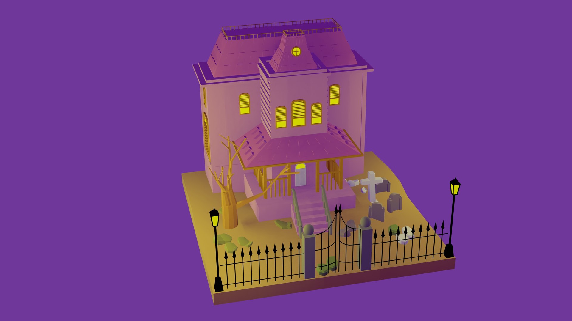 Low Poly HAUNTED HOUSE 3D Model - TurboSquid 2116713