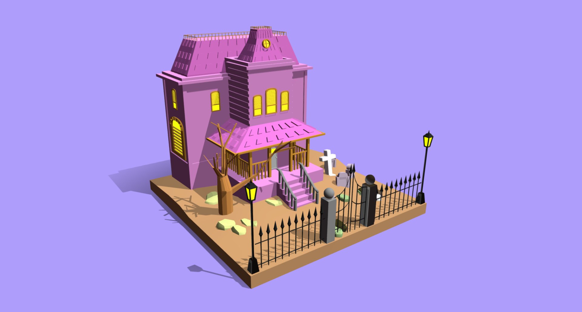 Low Poly HAUNTED HOUSE 3D Model - TurboSquid 2116713