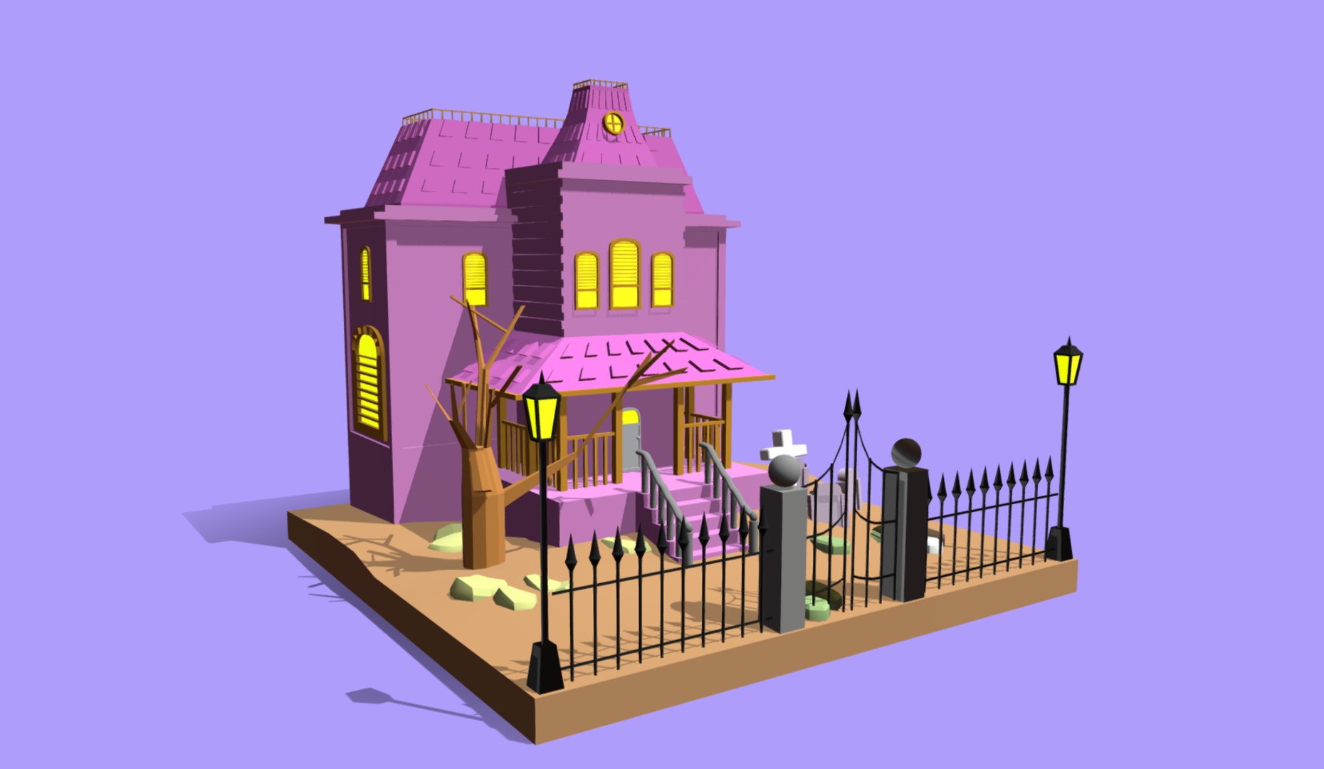 Low Poly HAUNTED HOUSE 3D Model - TurboSquid 2116713