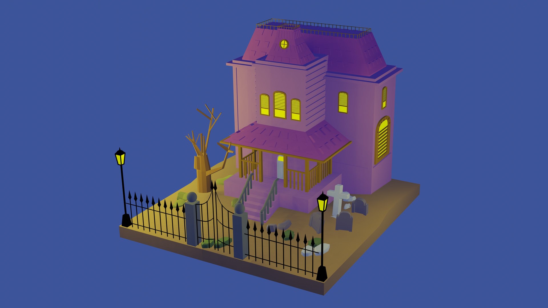 Low Poly HAUNTED HOUSE 3D Model - TurboSquid 2116713