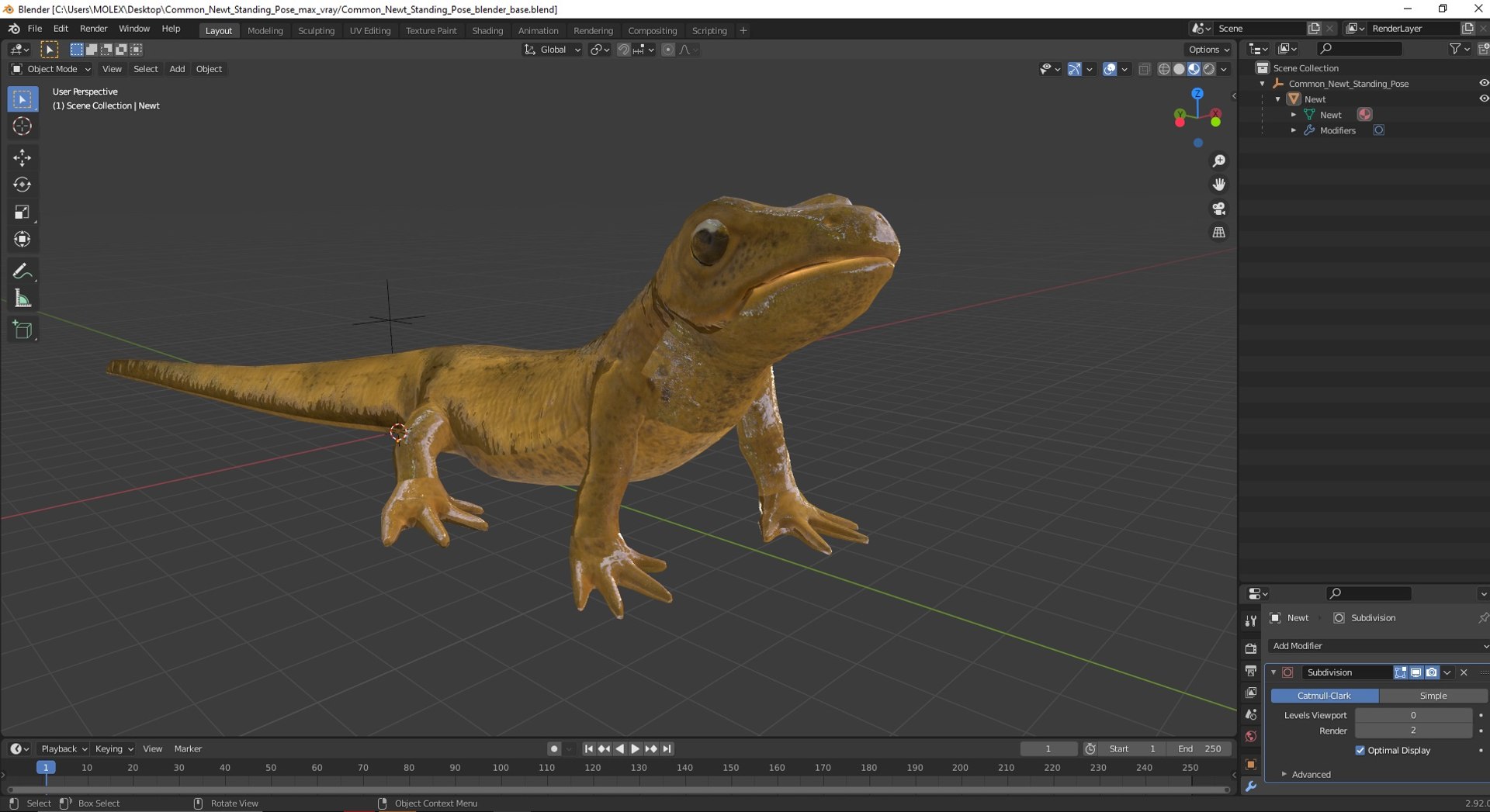 3D Common Newt Standing Pose - TurboSquid 2141159