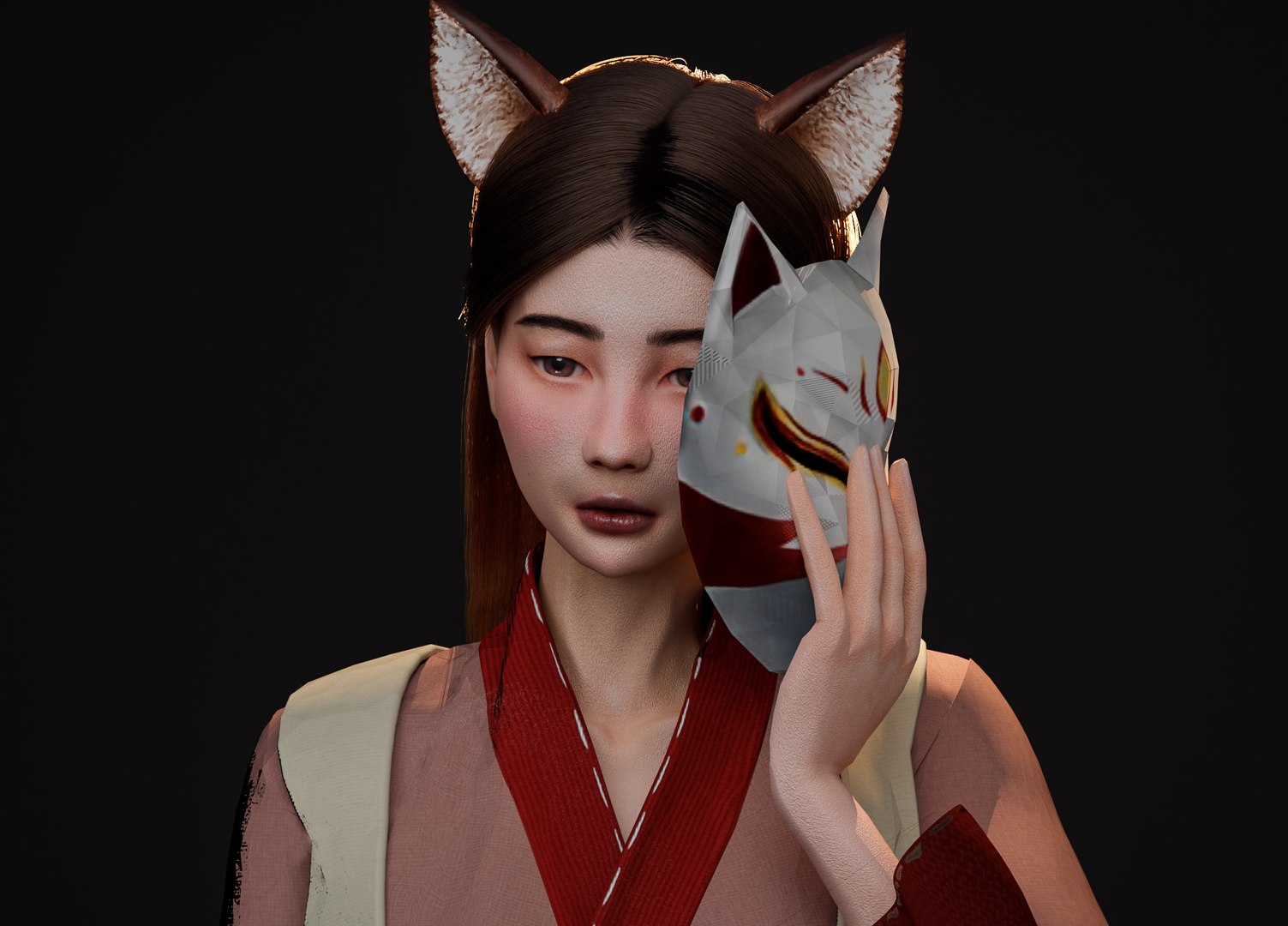 3D Model Kitsune - Gamer Ready - TurboSquid 2081064