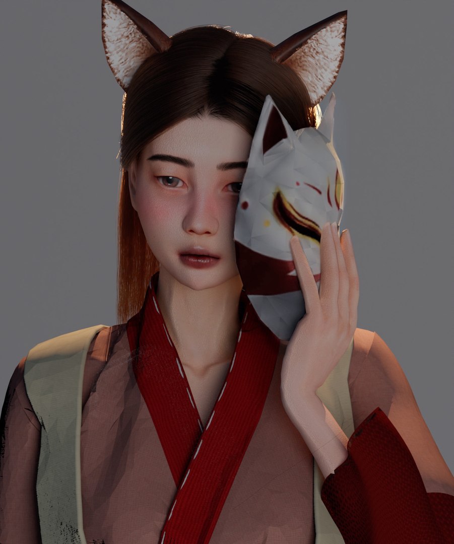 3D Model Kitsune - Gamer Ready - TurboSquid 2081064