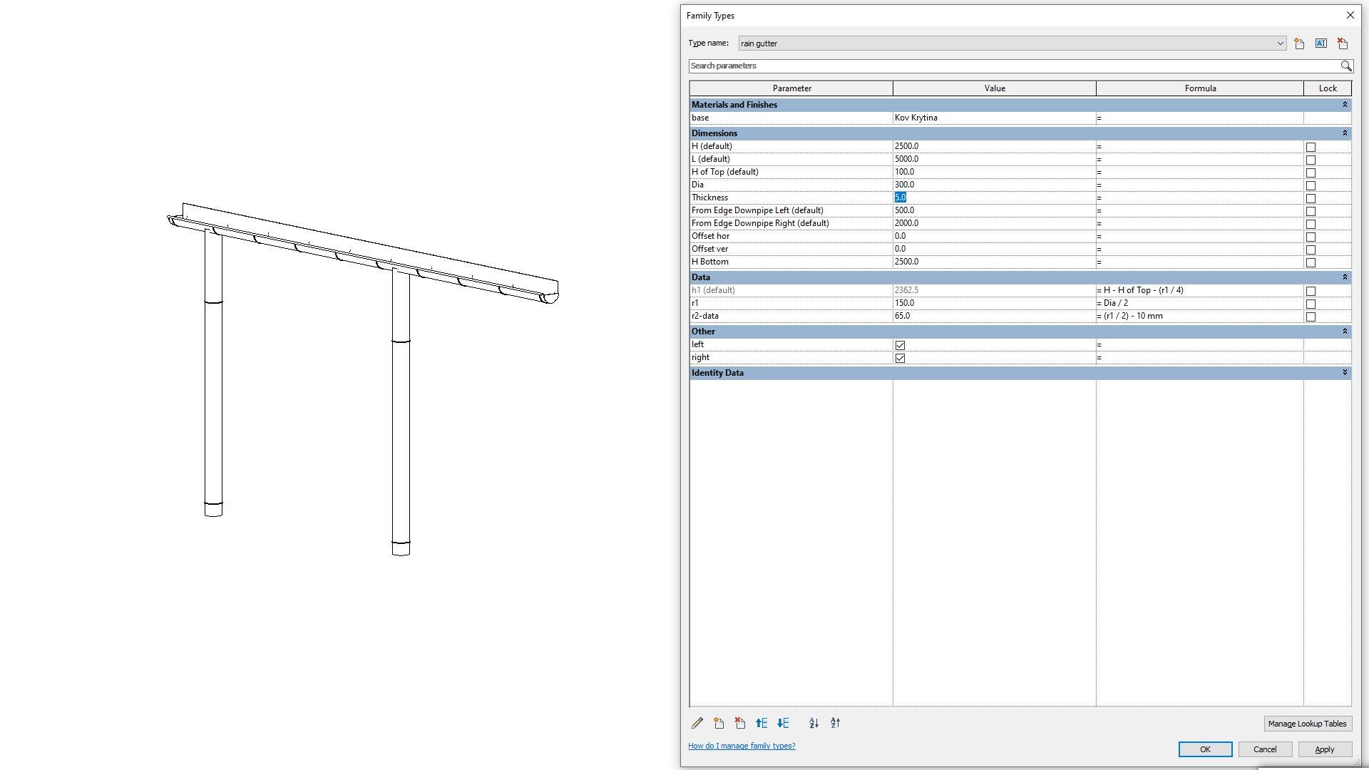3D Model Rain Gutter - Full Parametric Revit Family - TurboSquid 1764645