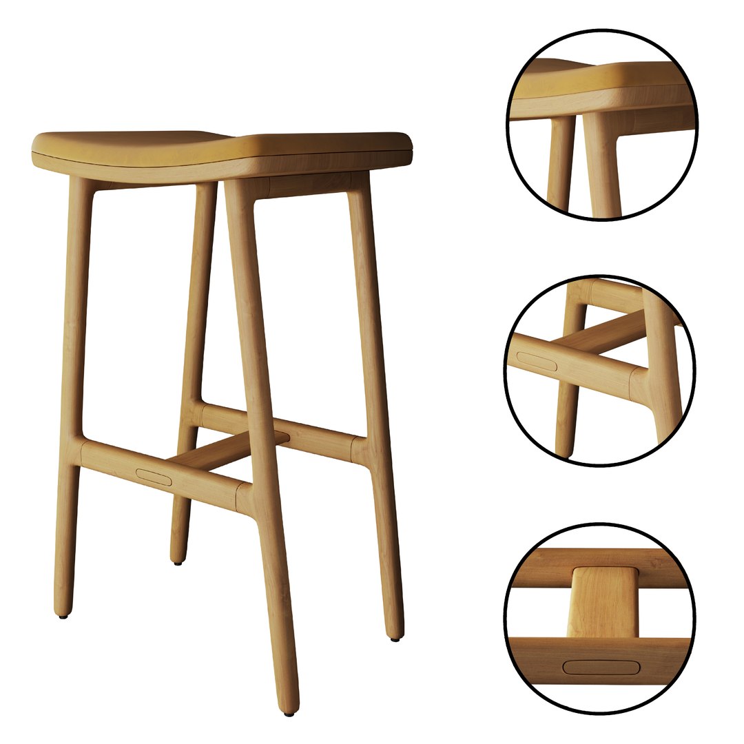 Oak Counter Stool Odd Canyon Model - TurboSquid 2142824