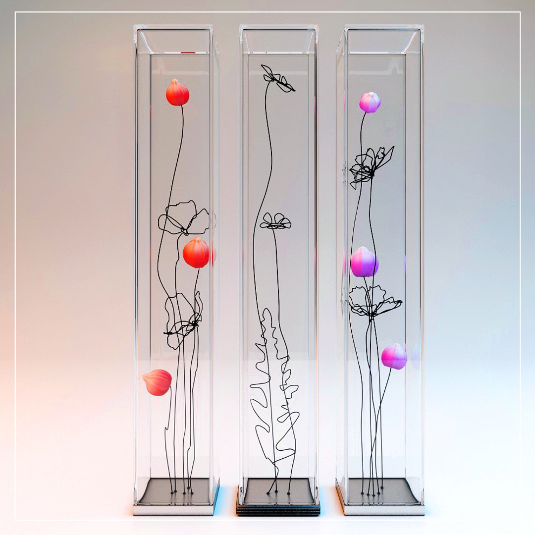 3d decorative flowers wire model