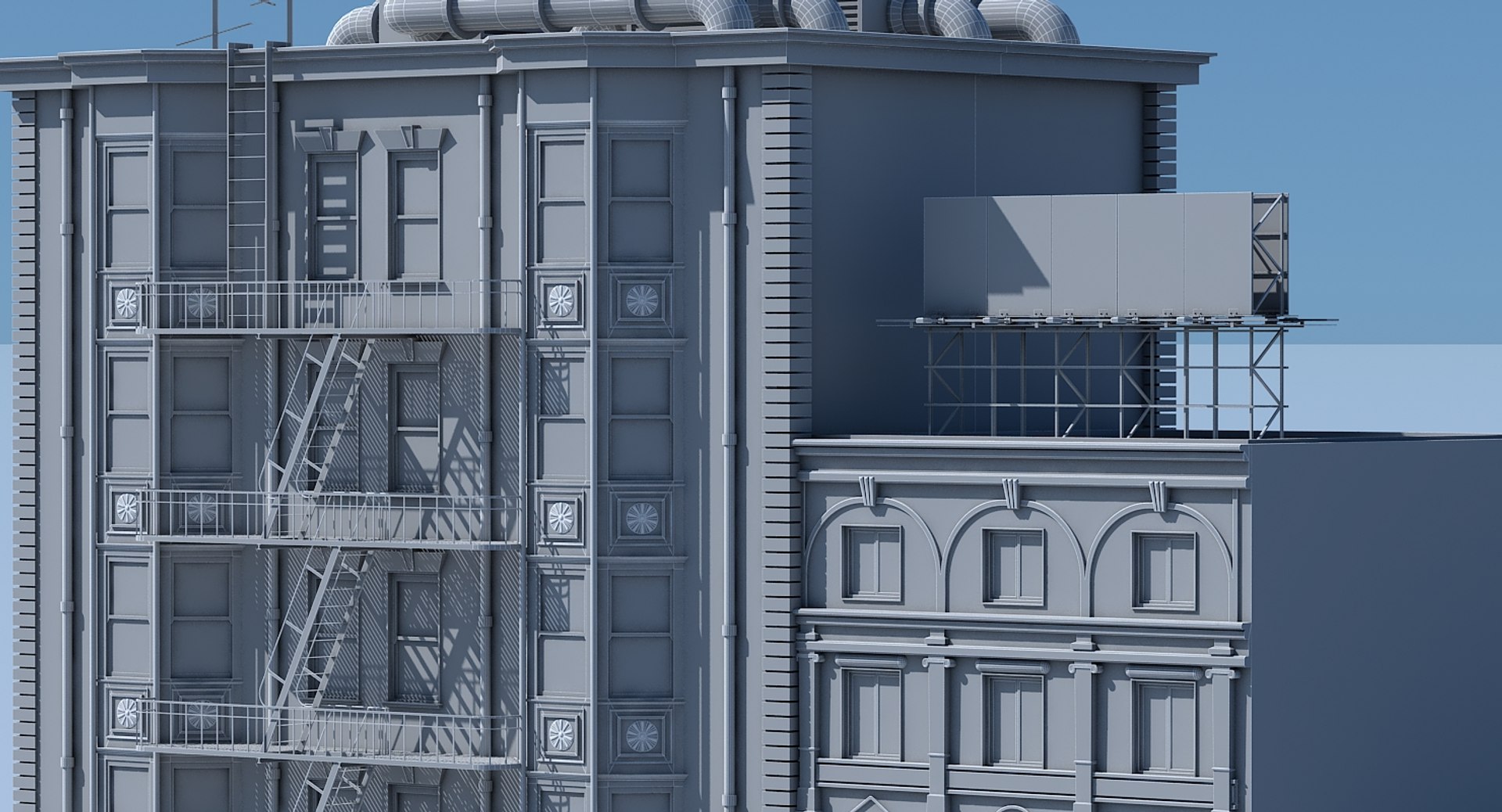 Tenement building facade 3D model - TurboSquid 1302945