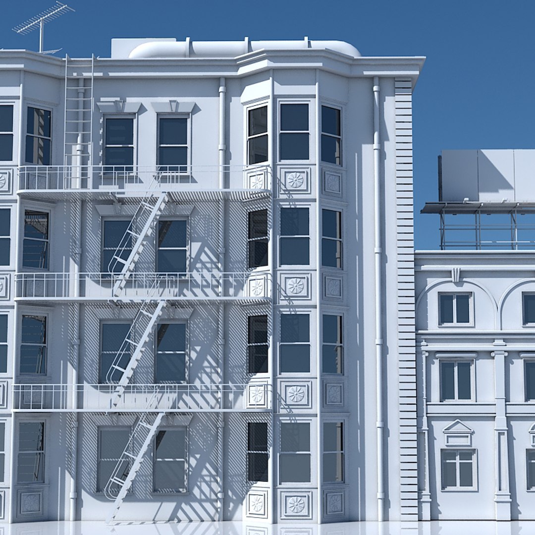 Tenement building facade 3D model - TurboSquid 1302945