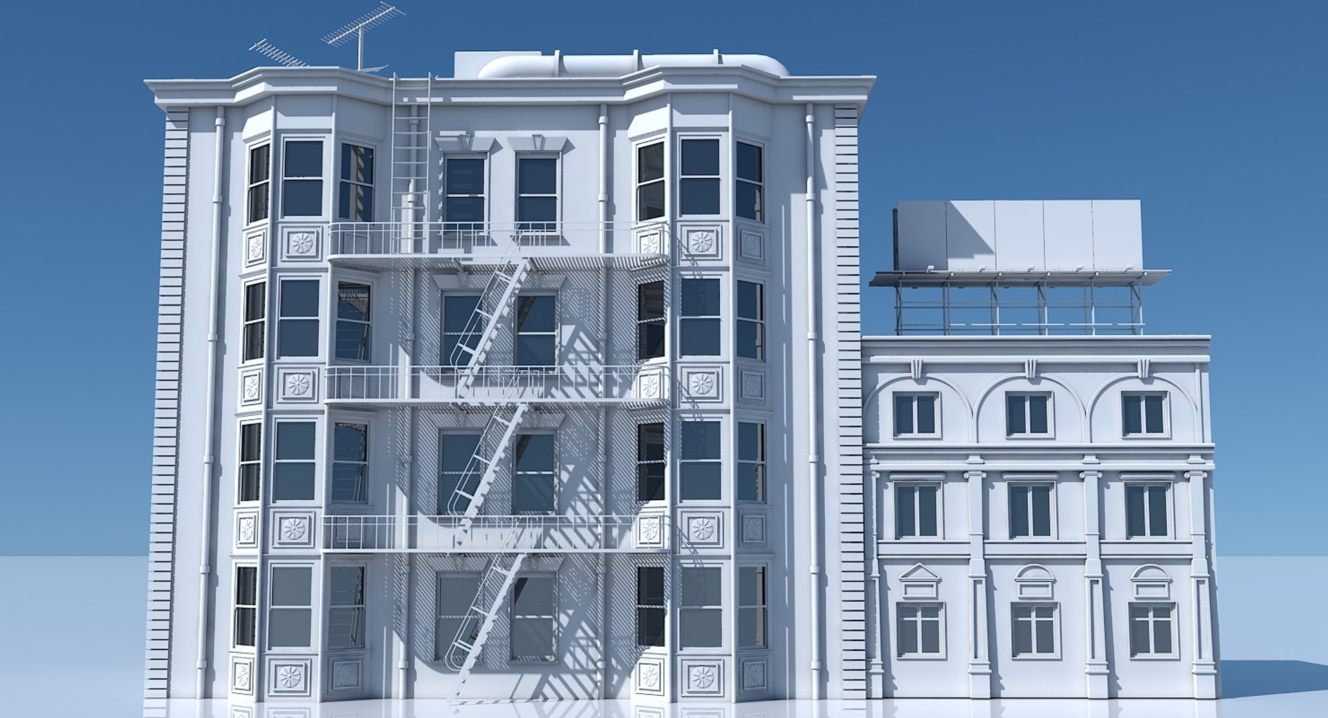 Tenement building facade 3D model - TurboSquid 1302945