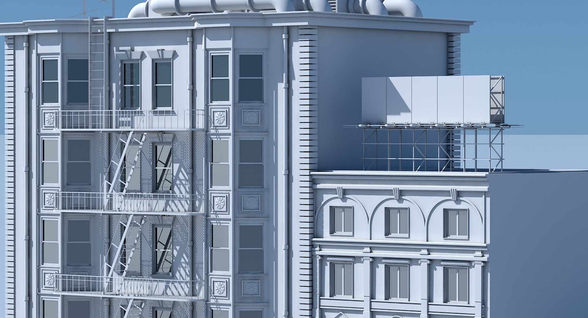 Tenement building facade 3D model - TurboSquid 1302945