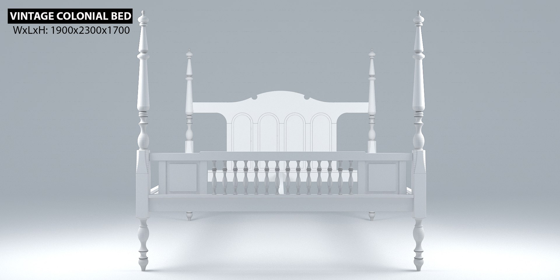 3D Vintage Colonial Bed Furniture Model - TurboSquid 1542755