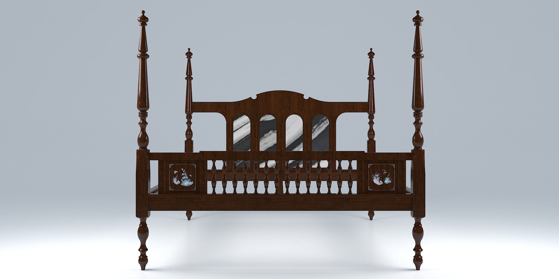 3D Vintage Colonial Bed Furniture Model - TurboSquid 1542755