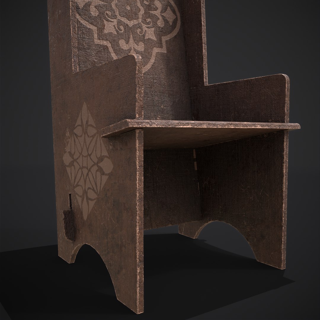 Elegant Wooden High Chair 3D Model - TurboSquid 1817371
