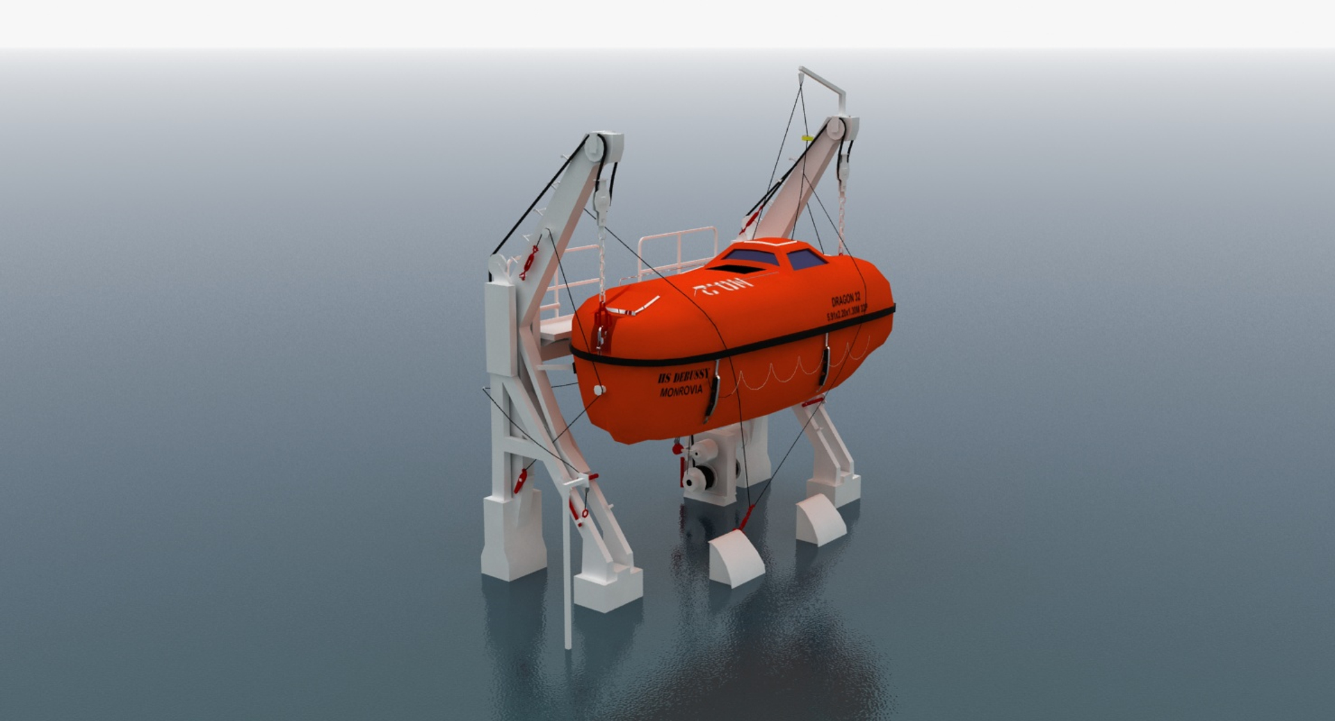 3d Dragon 32 Life Boat Model