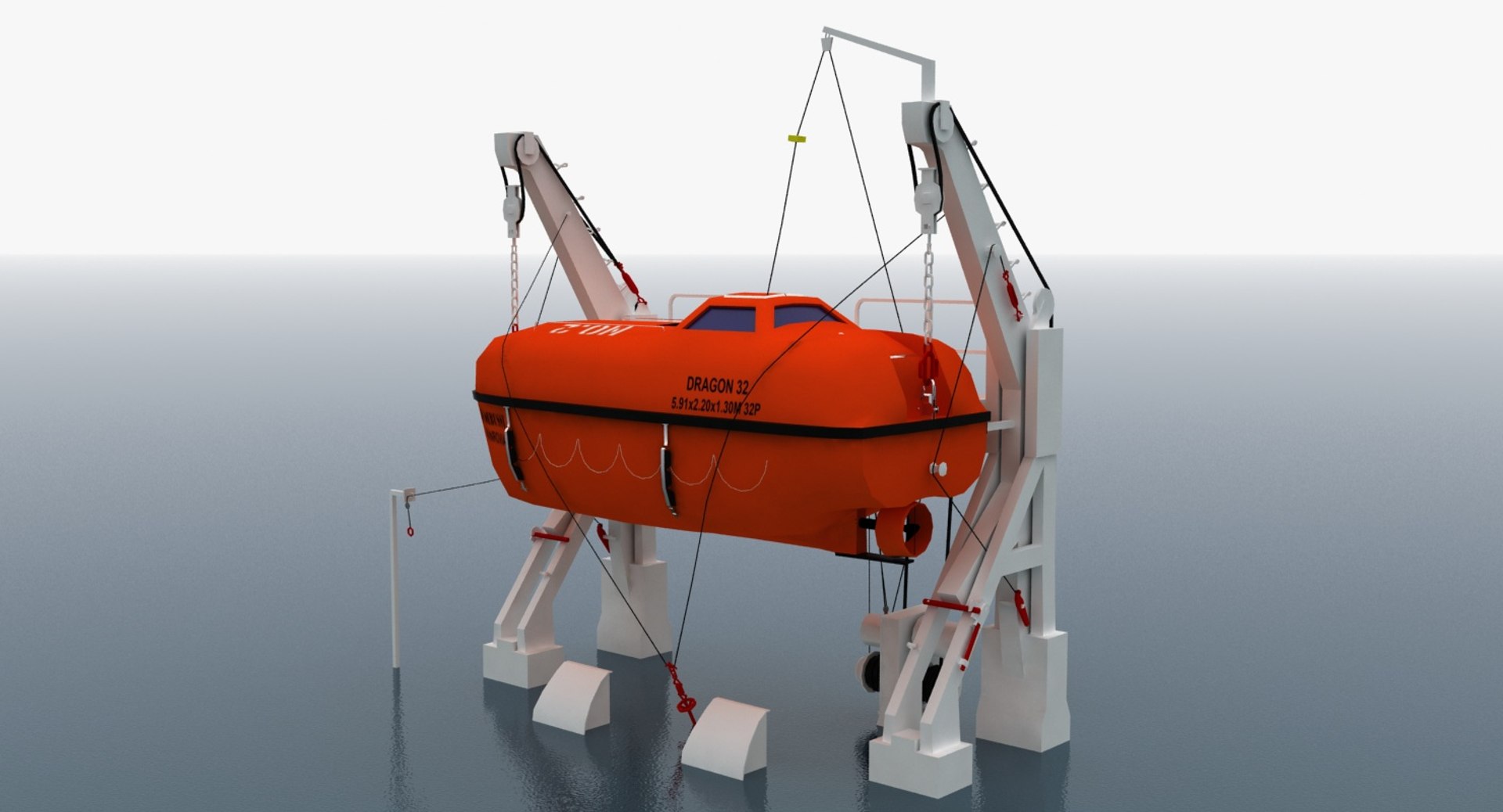 3d Dragon 32 Life Boat Model