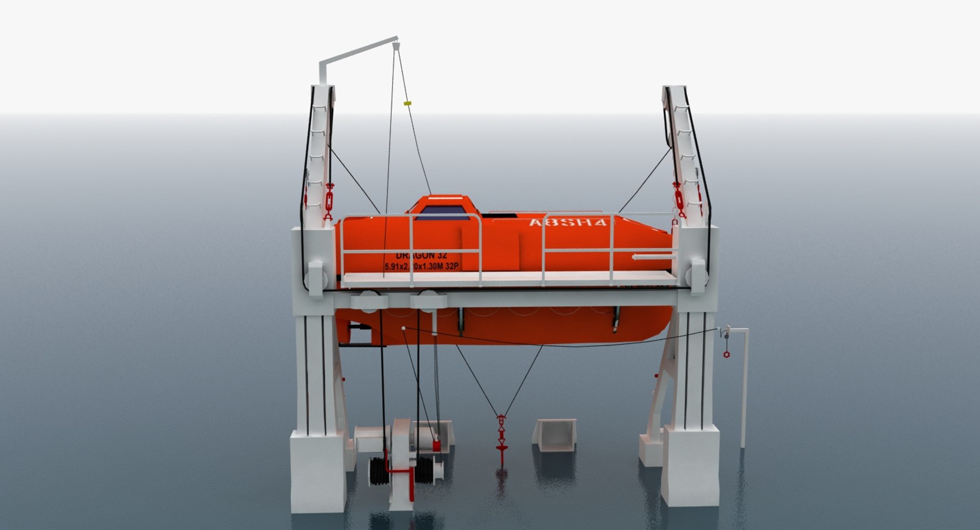 3d Dragon 32 Life Boat Model