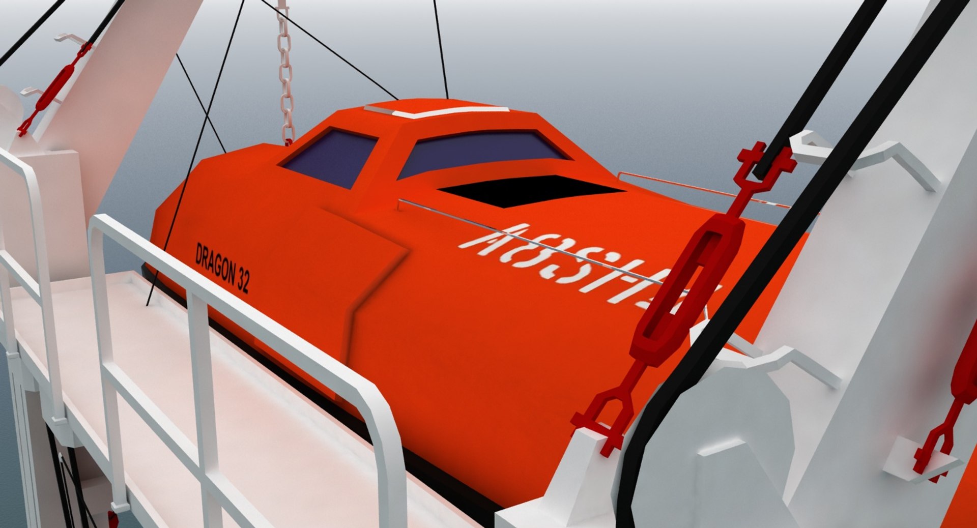 3d Dragon 32 Life Boat Model