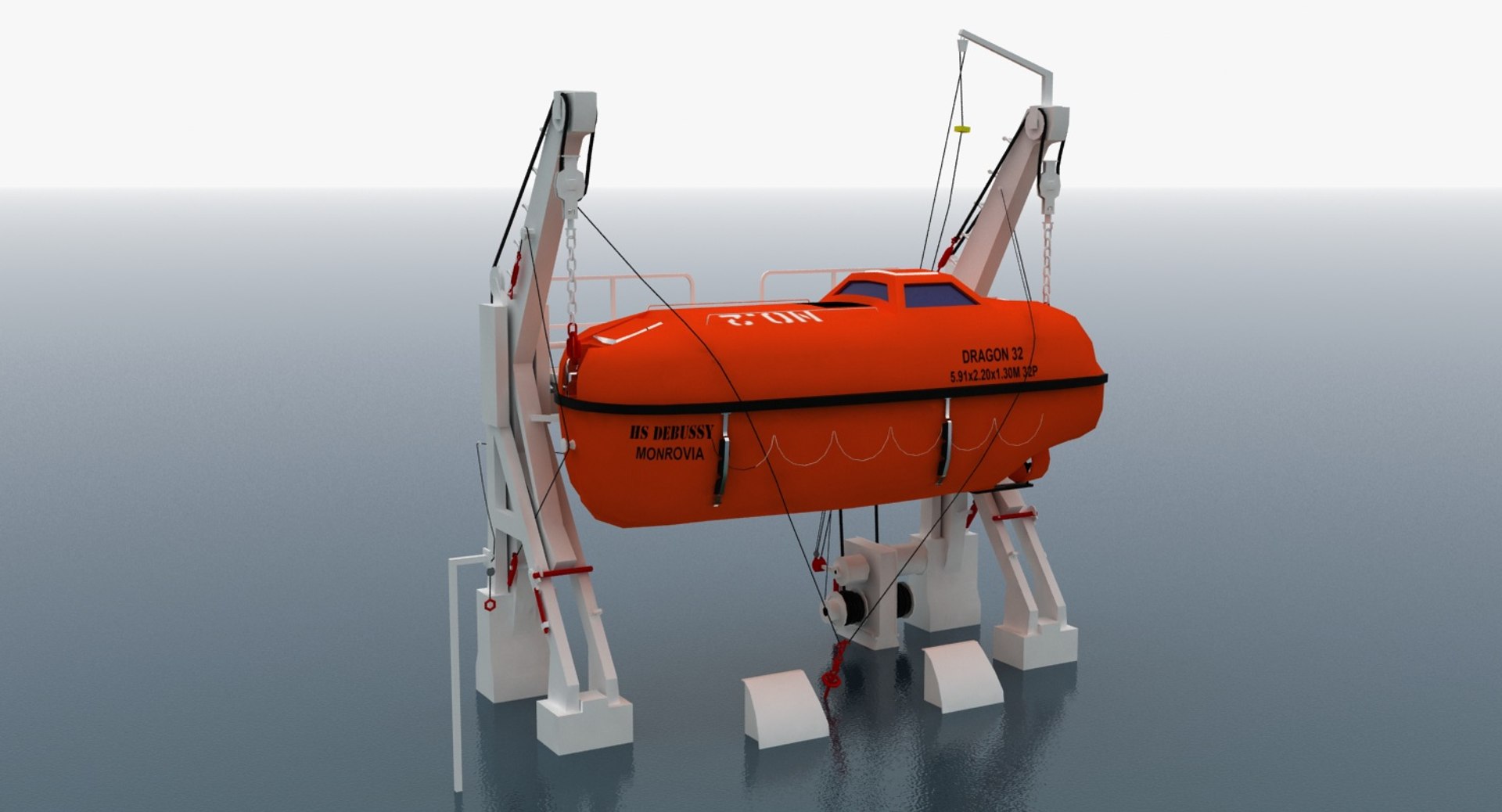 3d Dragon 32 Life Boat Model