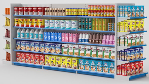 Supermarket shelves grocery 3D model - TurboSquid 1680090