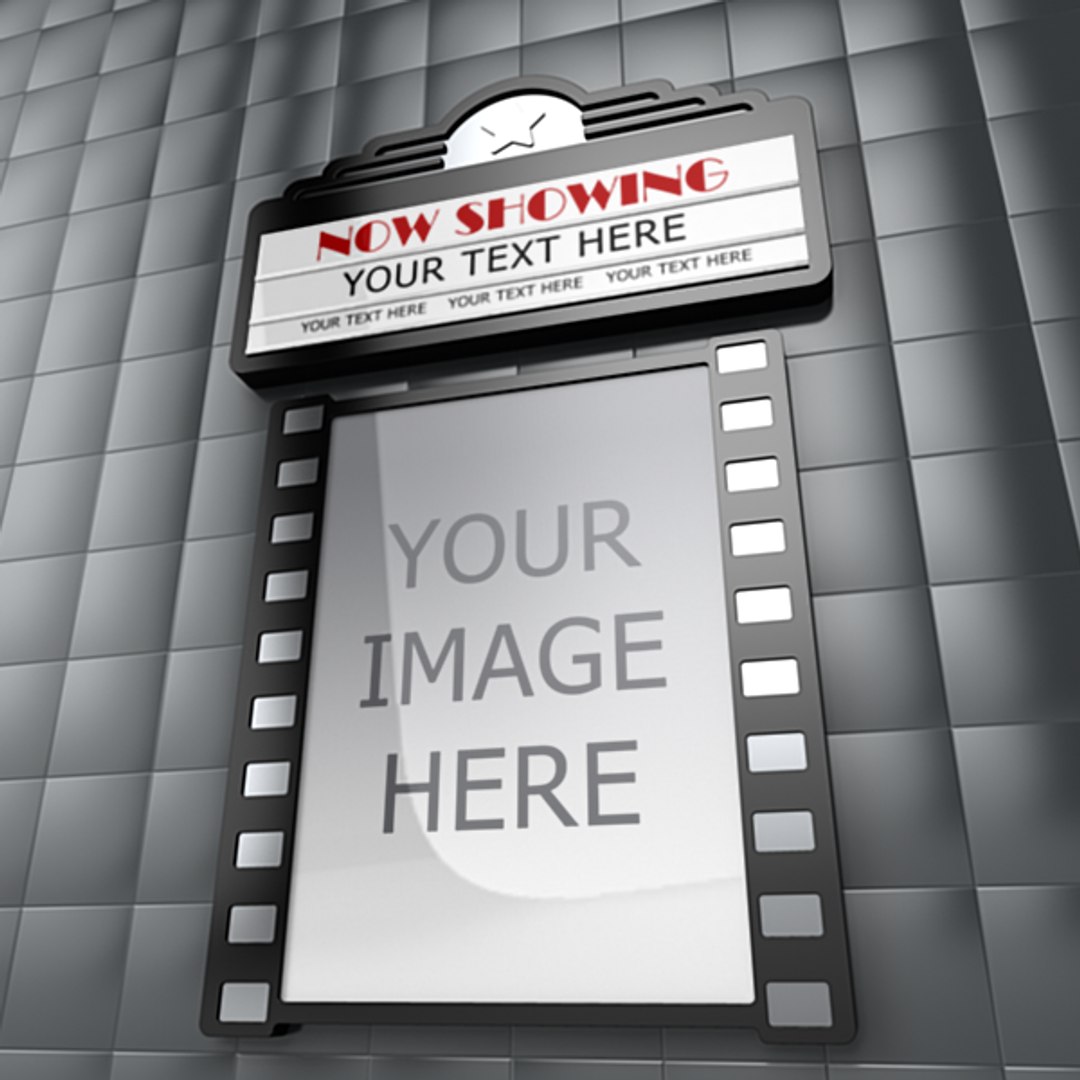 3d Movie Theater Marquee Poster Model