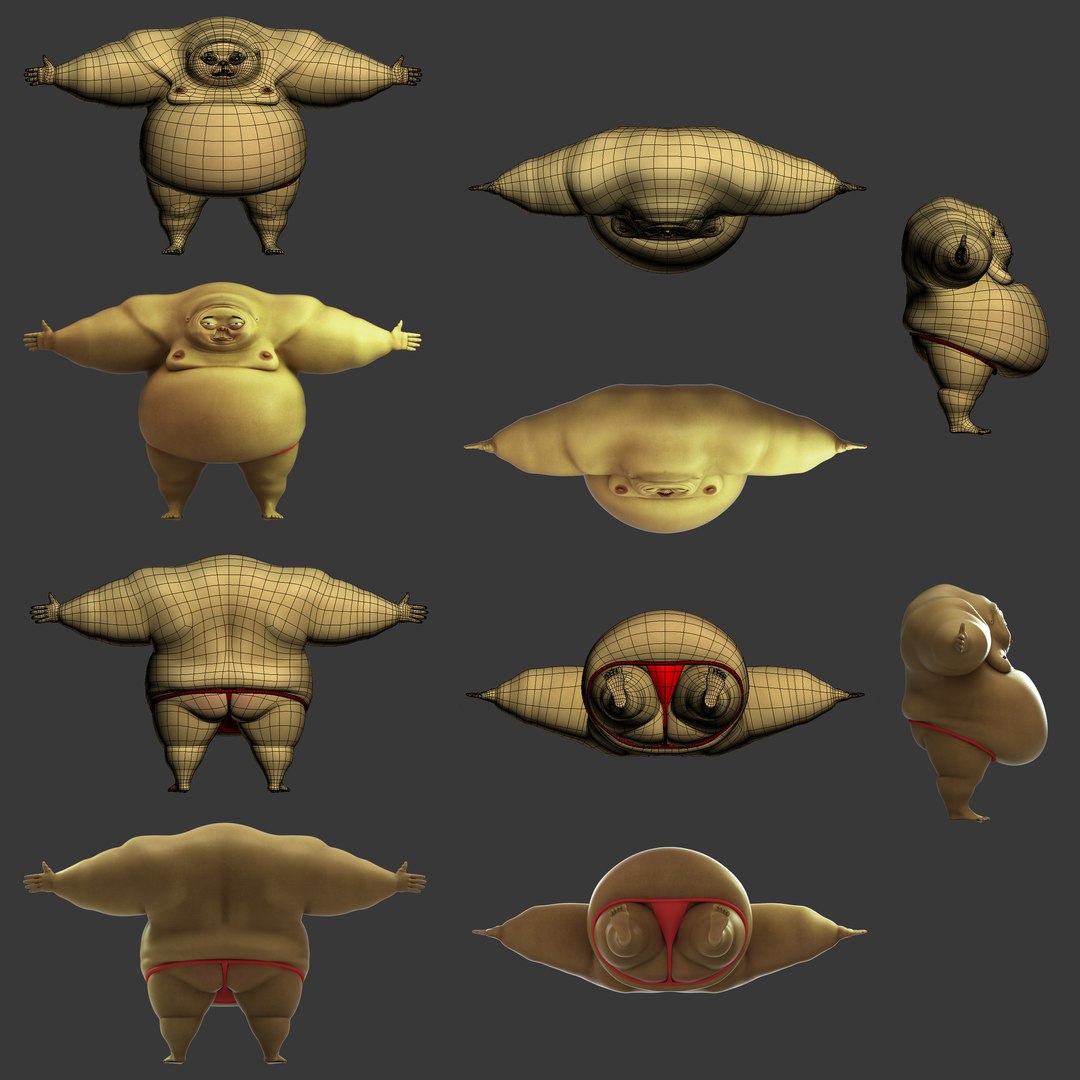 3d fbx wrestler fat sumo