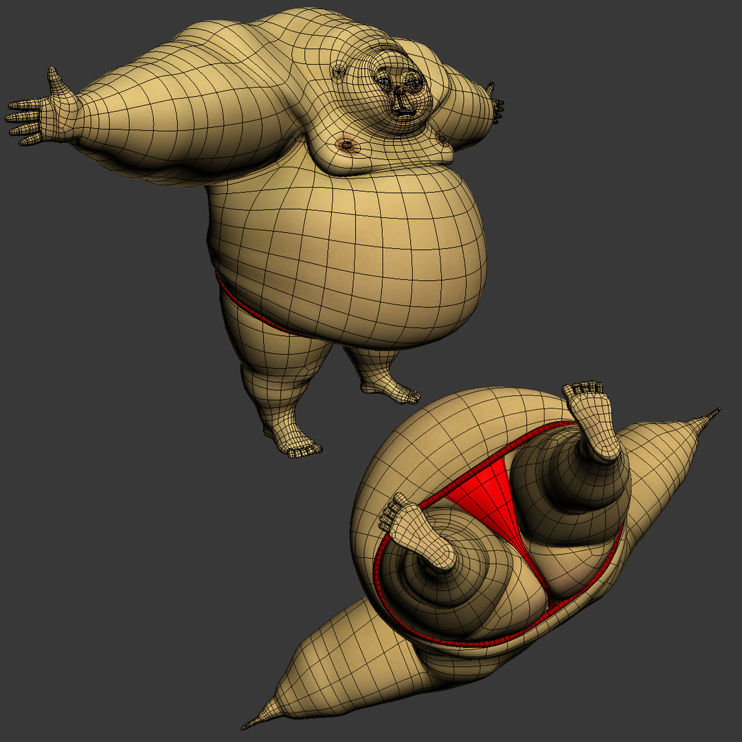 3d fbx wrestler fat sumo