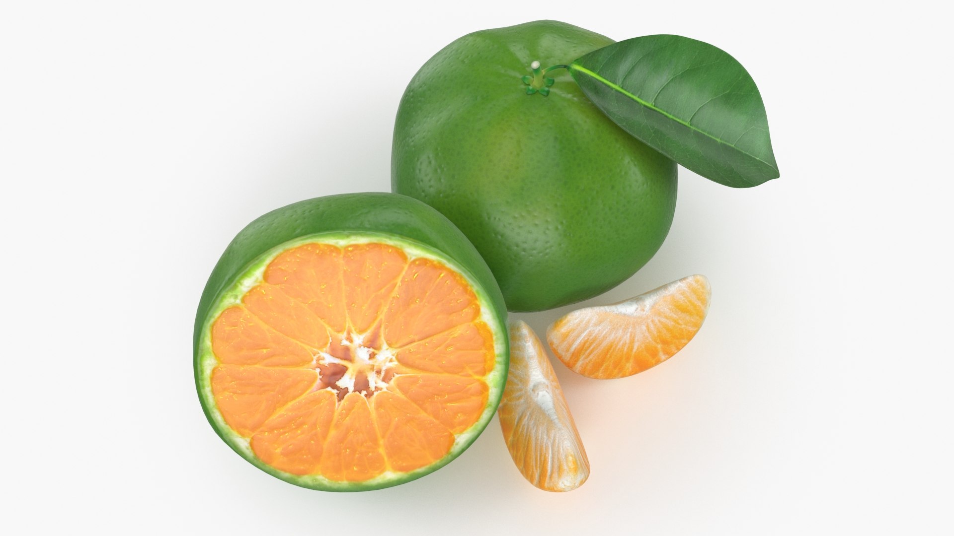 Realistic green tangerine 3D model - TurboSquid 1205919