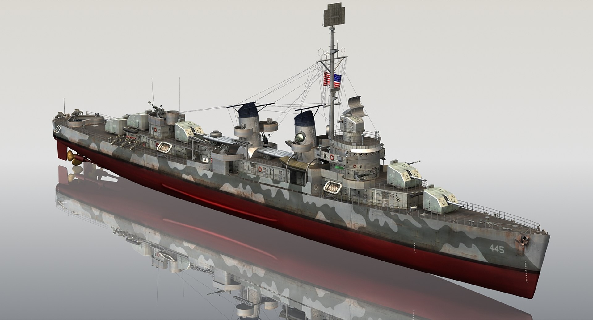 Uss Fletcher Class Destroyer Model - TurboSquid 1220940