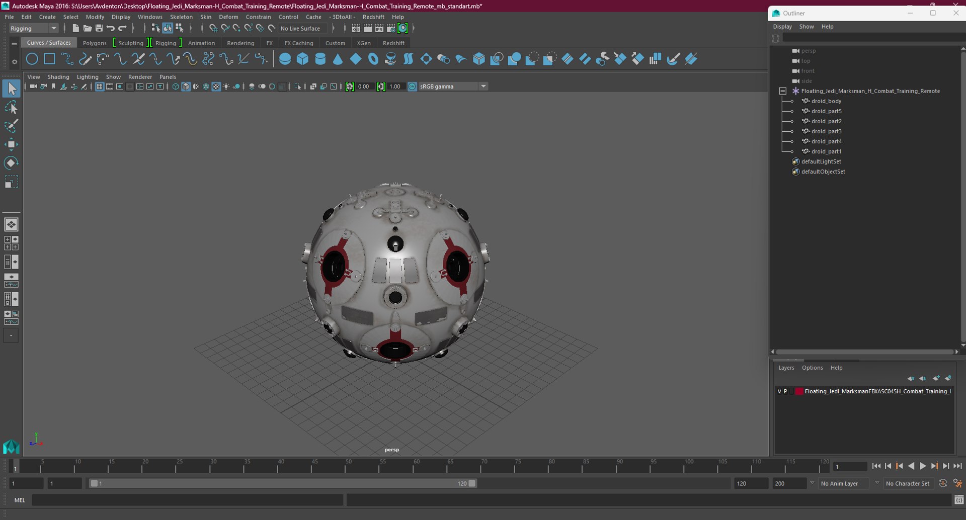 Floating Jedi Marksman-H Combat Training Remote 3D Model - TurboSquid ...