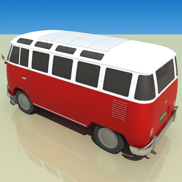 3d low-poly microbus 1967 model