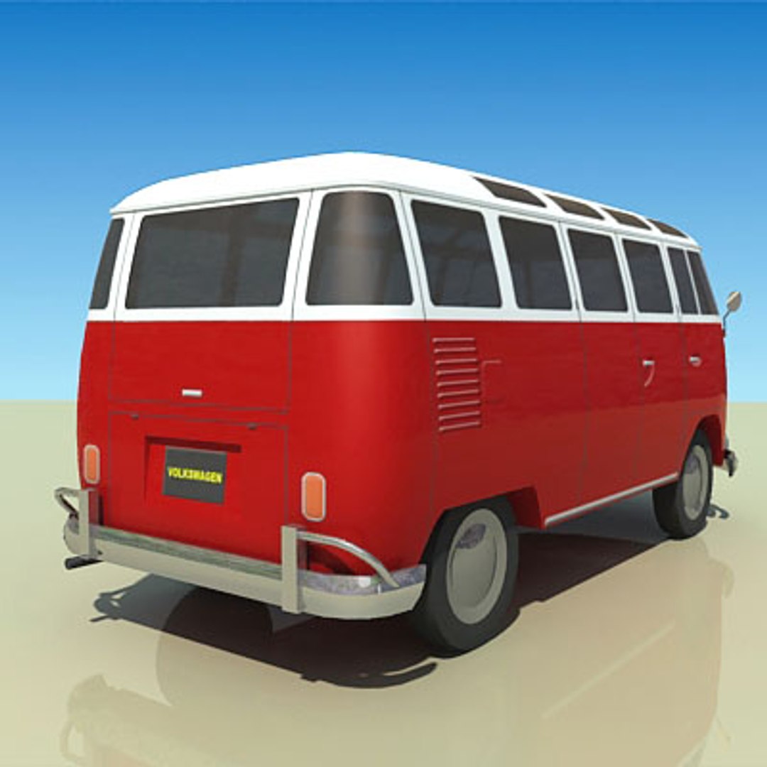 3d low-poly microbus 1967 model