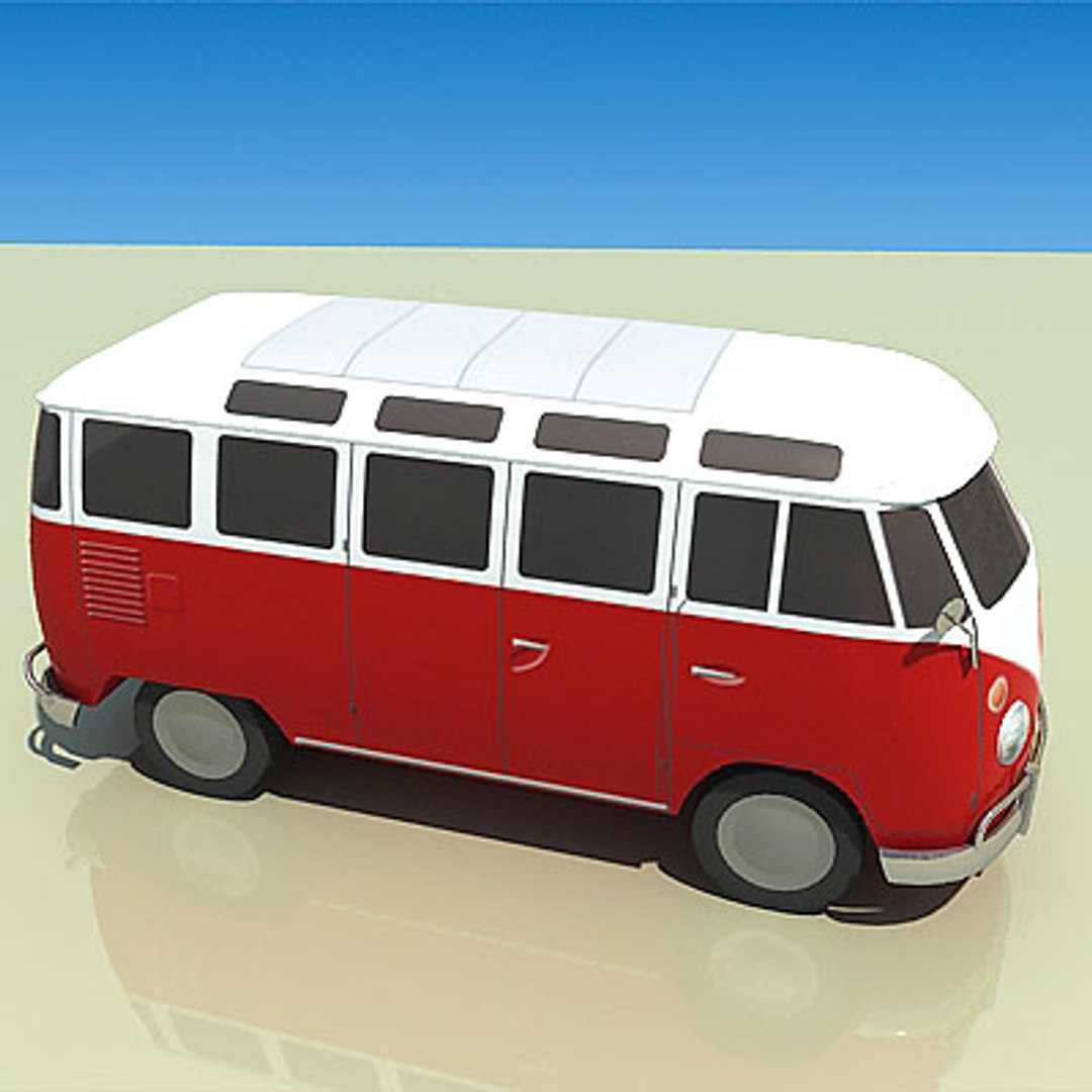 3d low-poly microbus 1967 model