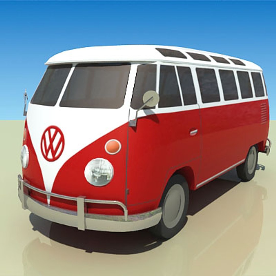 3d low-poly microbus 1967 model