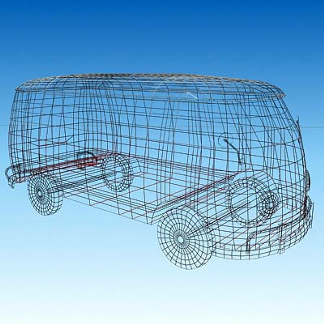 3d low-poly microbus 1967 model