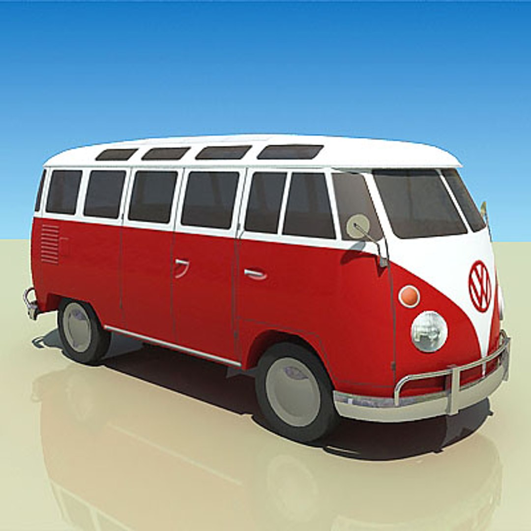 3d low-poly microbus 1967 model