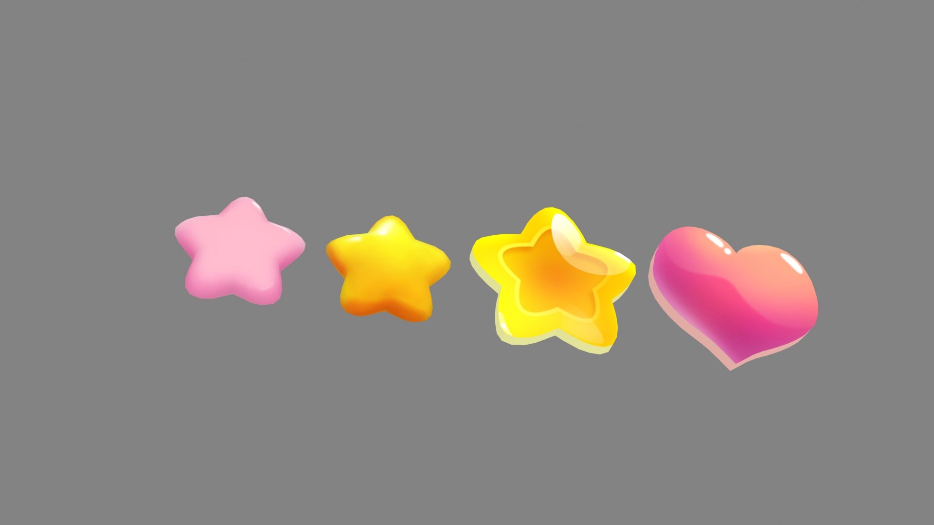 Cartoon Love Heart - Five-pointed Star 3D Model - TurboSquid 1745285
