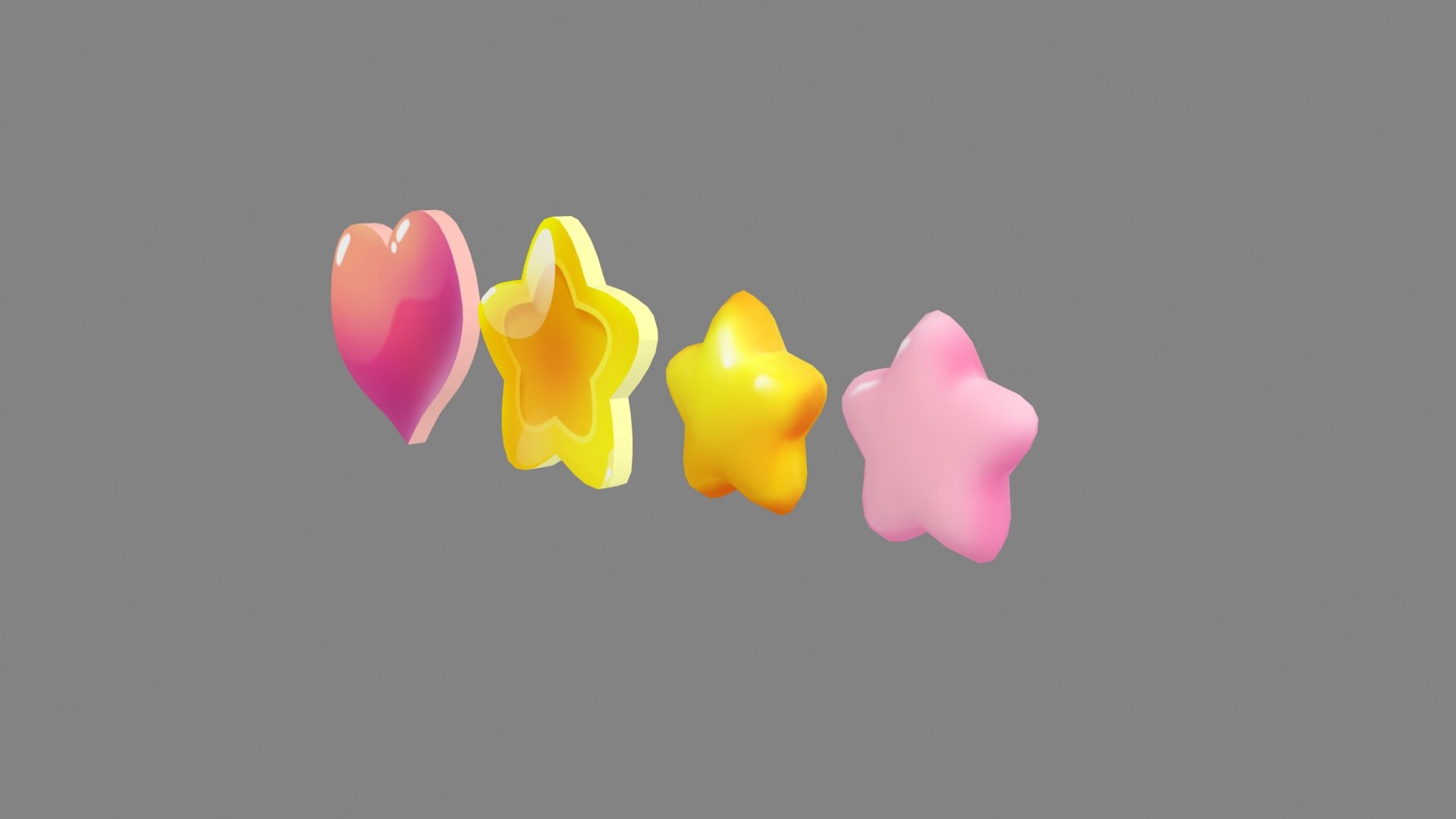 Cartoon Love Heart - Five-pointed Star 3D Model - TurboSquid 1745285