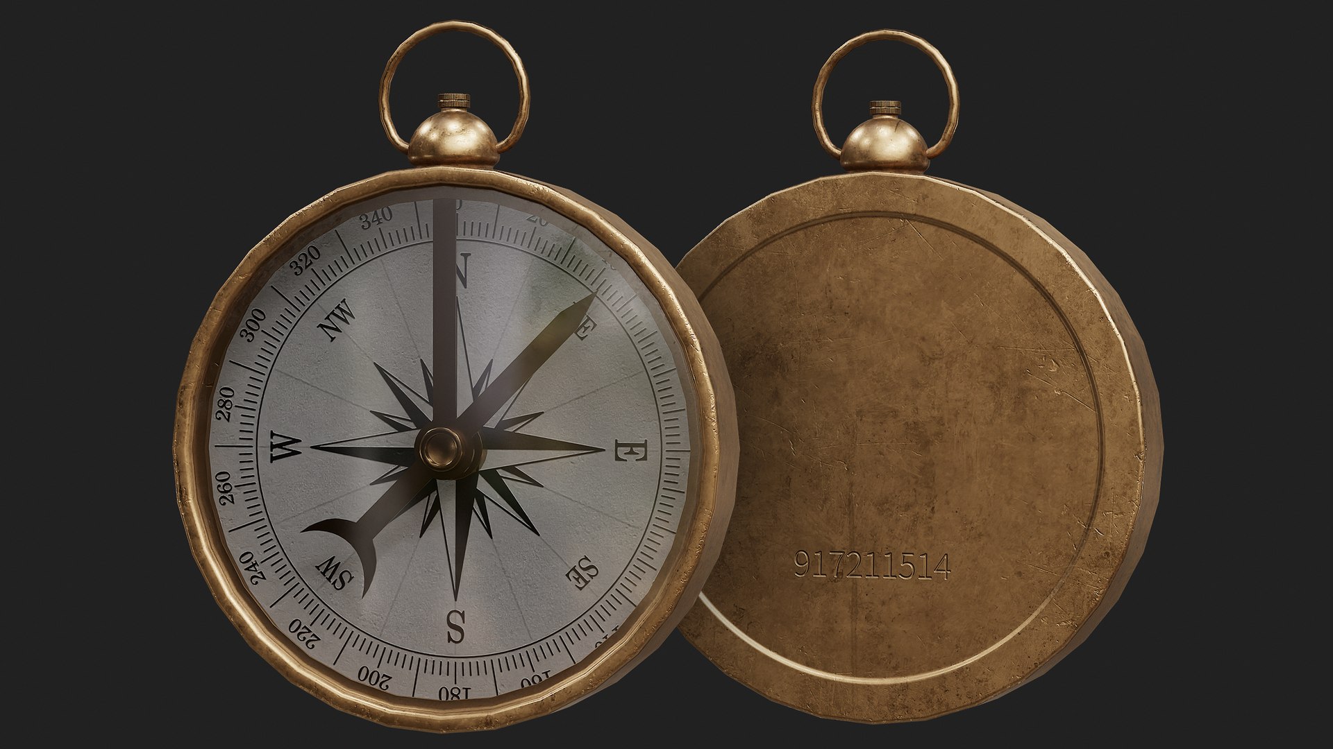 Vintage Brass Compass 3D Model - TurboSquid 2096056