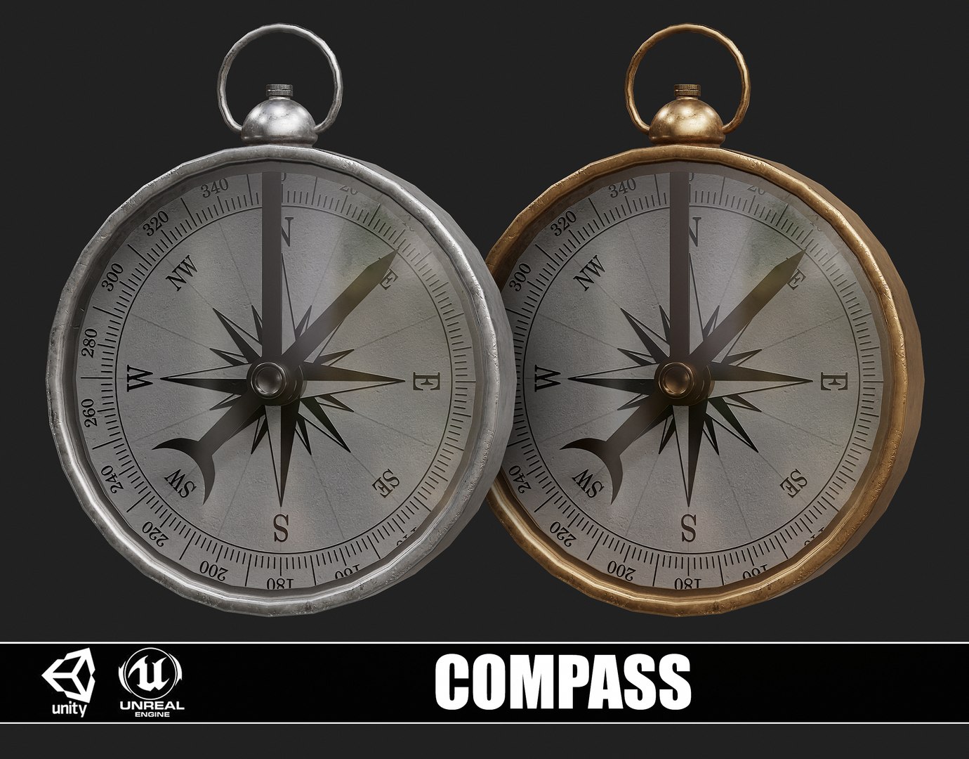 Vintage Brass Compass 3D Model - TurboSquid 2096056