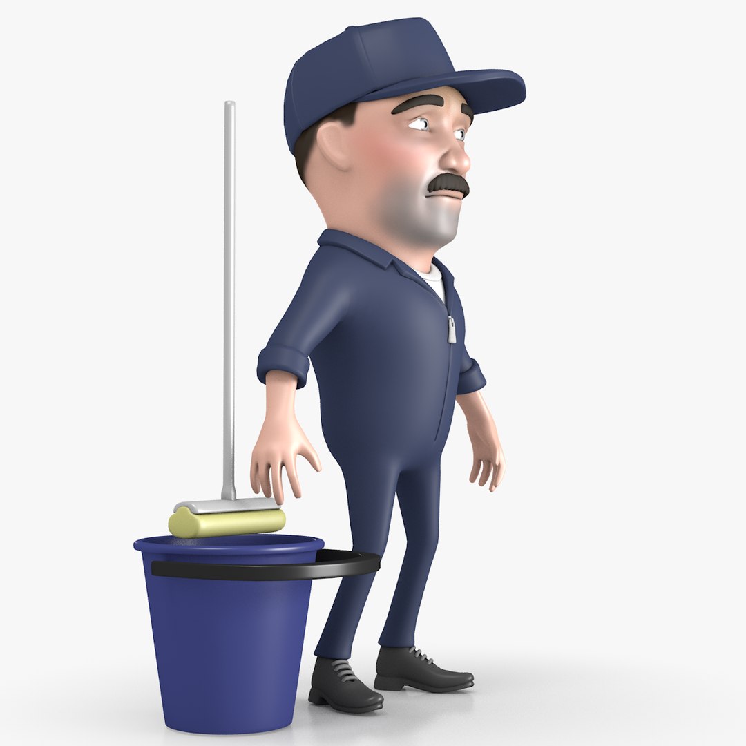 Cartoon Janitor Model - TurboSquid 1149307