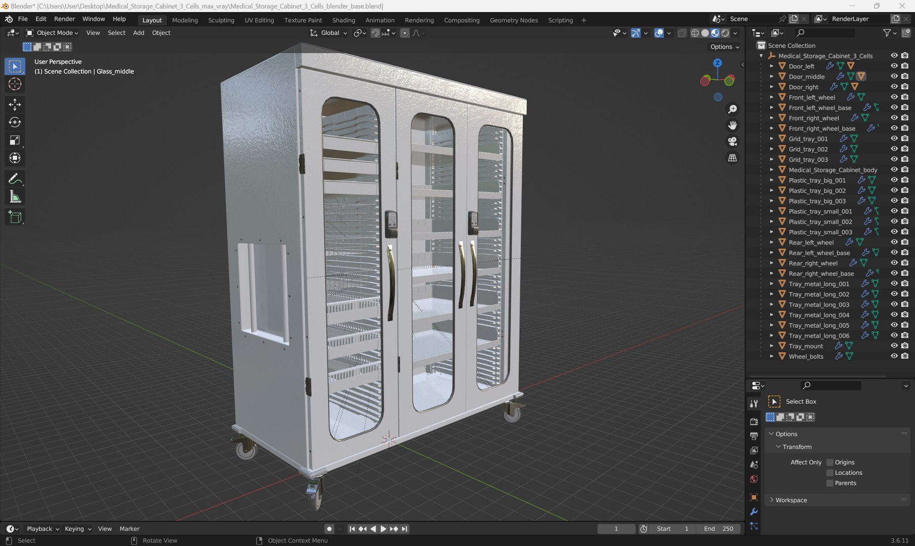 3D Medical Storage Cabinet 3 Cells - TurboSquid 2410889