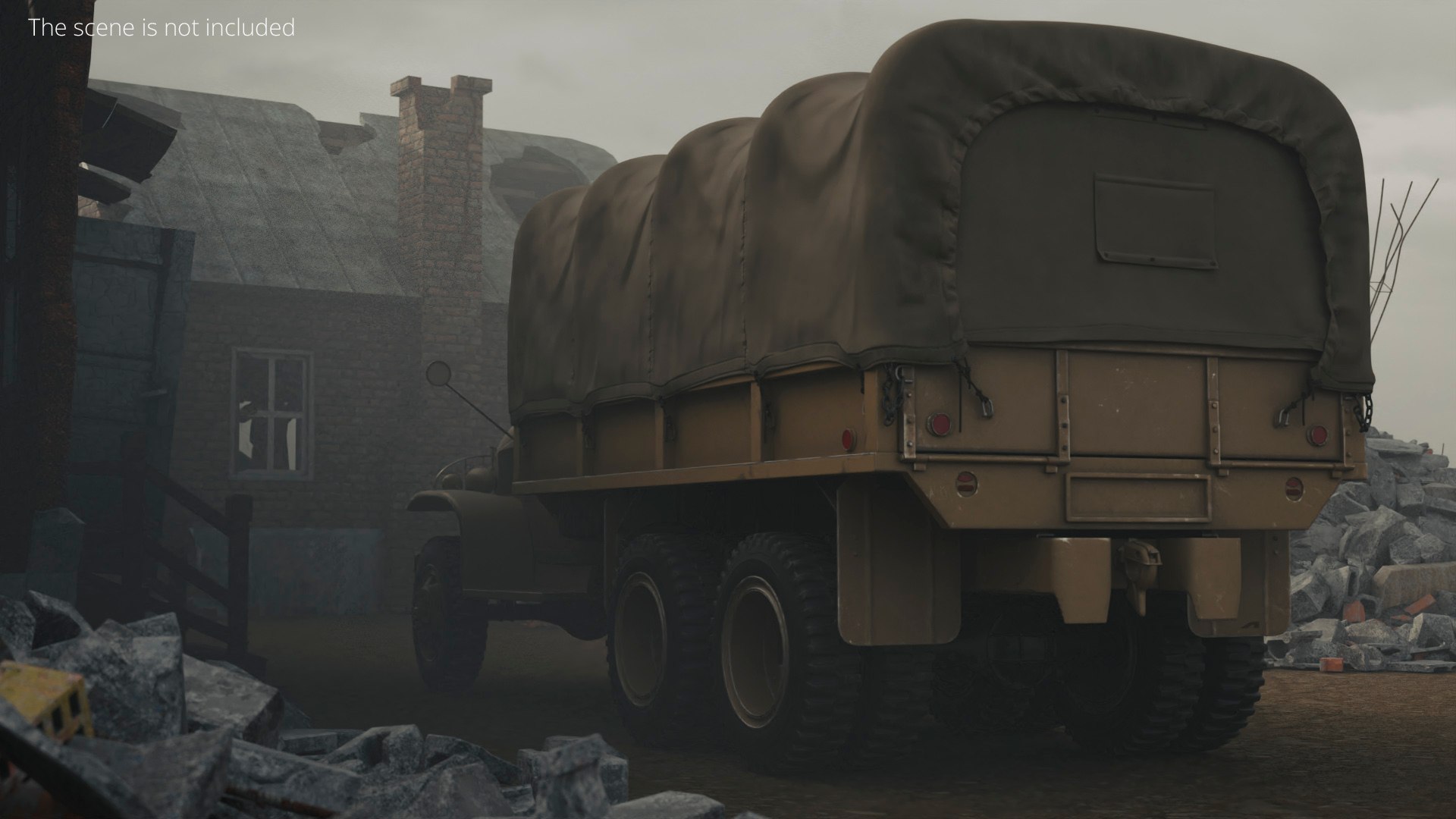 Retro Utility Army Vehicle With Canvas Cover Sand Rigged For Maya 3D ...