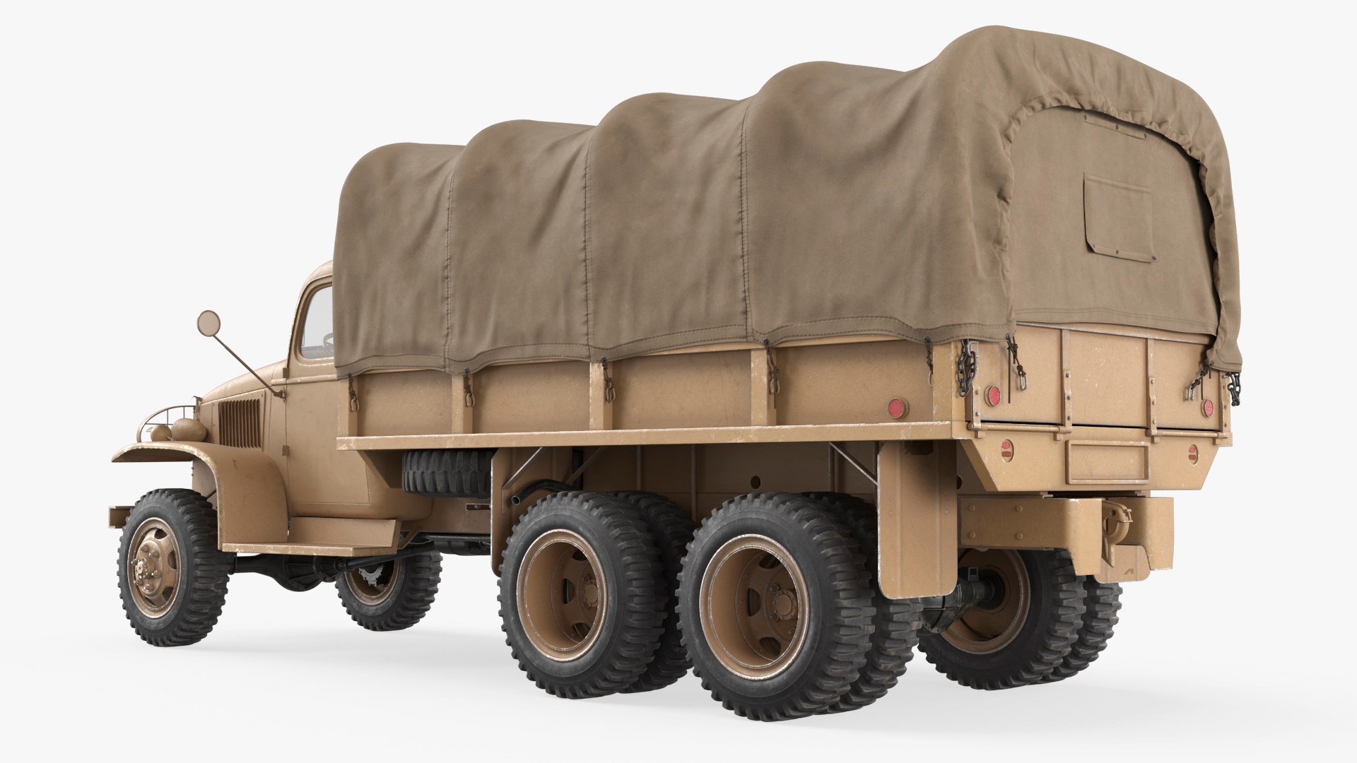 Retro Utility Army Vehicle With Canvas Cover Sand Rigged For Maya 3D ...