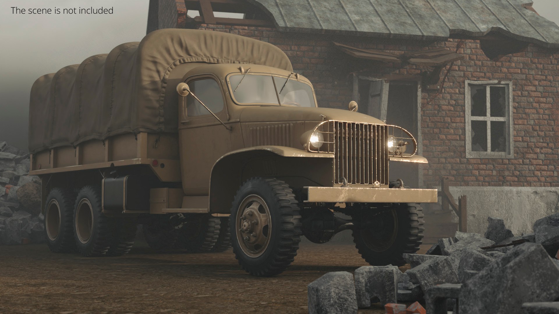 Retro Utility Army Vehicle With Canvas Cover Sand Rigged For Maya 3D ...