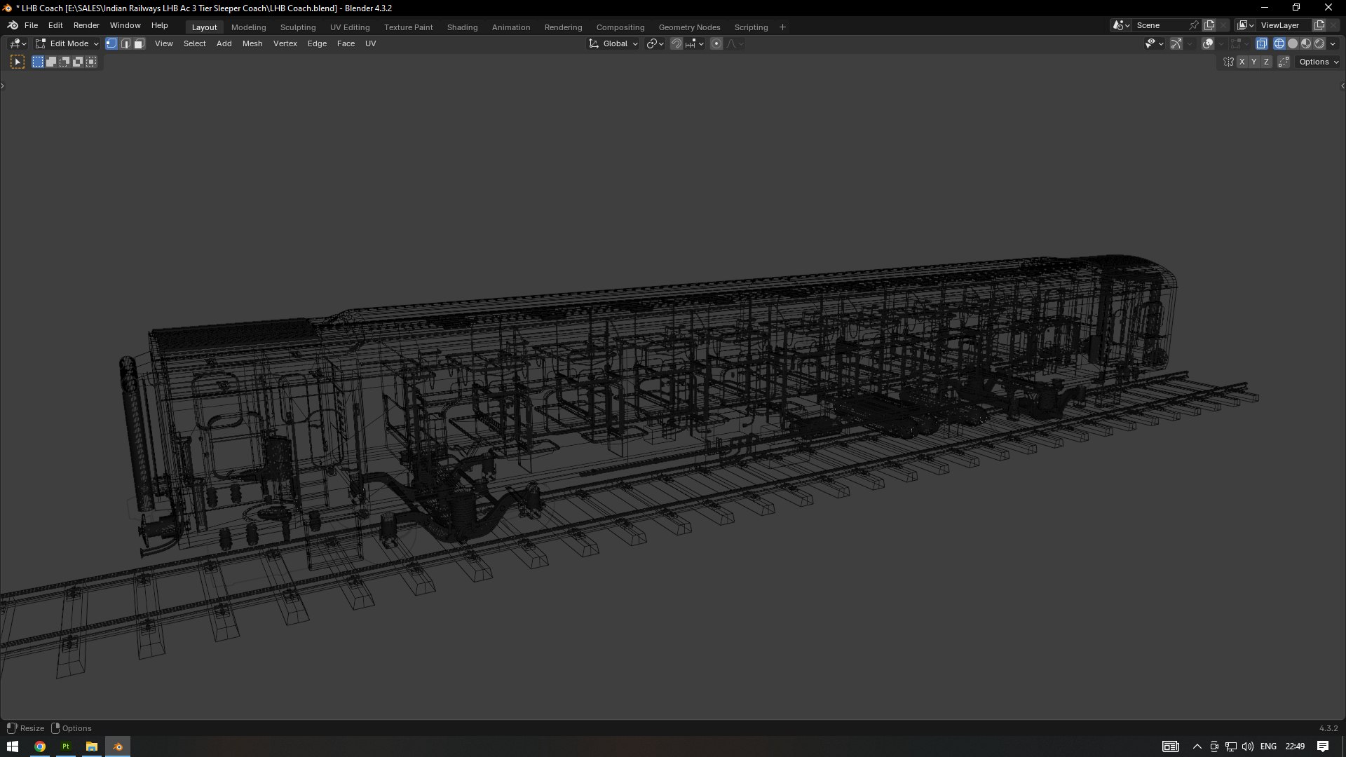 3D Model Indian Railways LHB Ac 3 Tier Sleeper Coach With Interior 3D ...