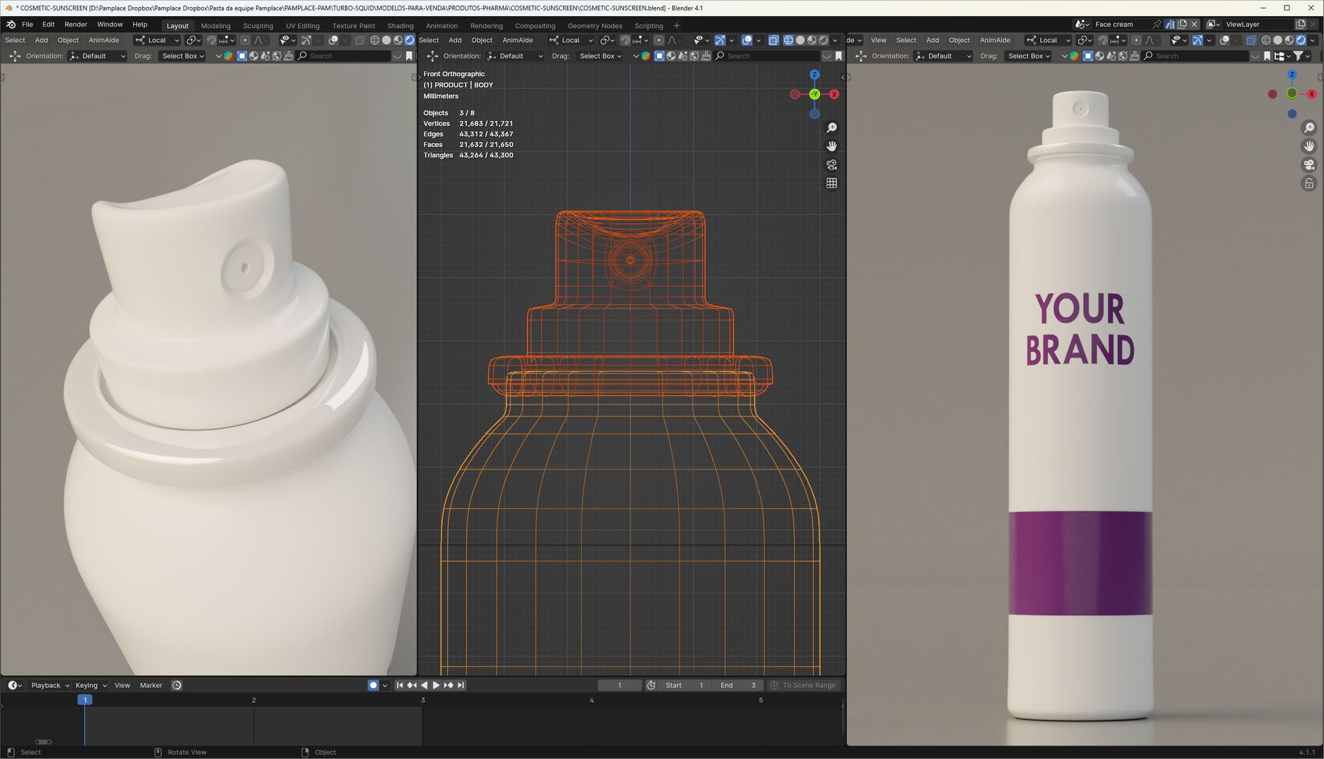 3D Cosmetic Sunscreen Spray Model - TurboSquid 2243597