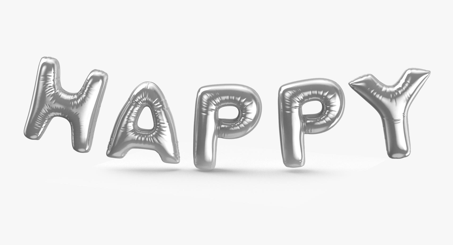 3D Foil Baloon Words Happy Silver model - TurboSquid 1740145