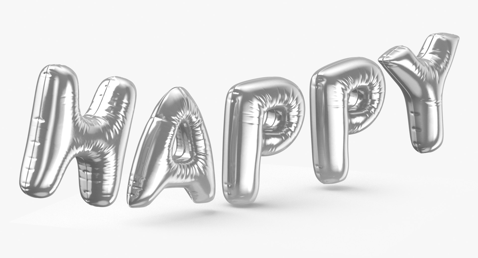 3D Foil Baloon Words Happy Silver model - TurboSquid 1740145