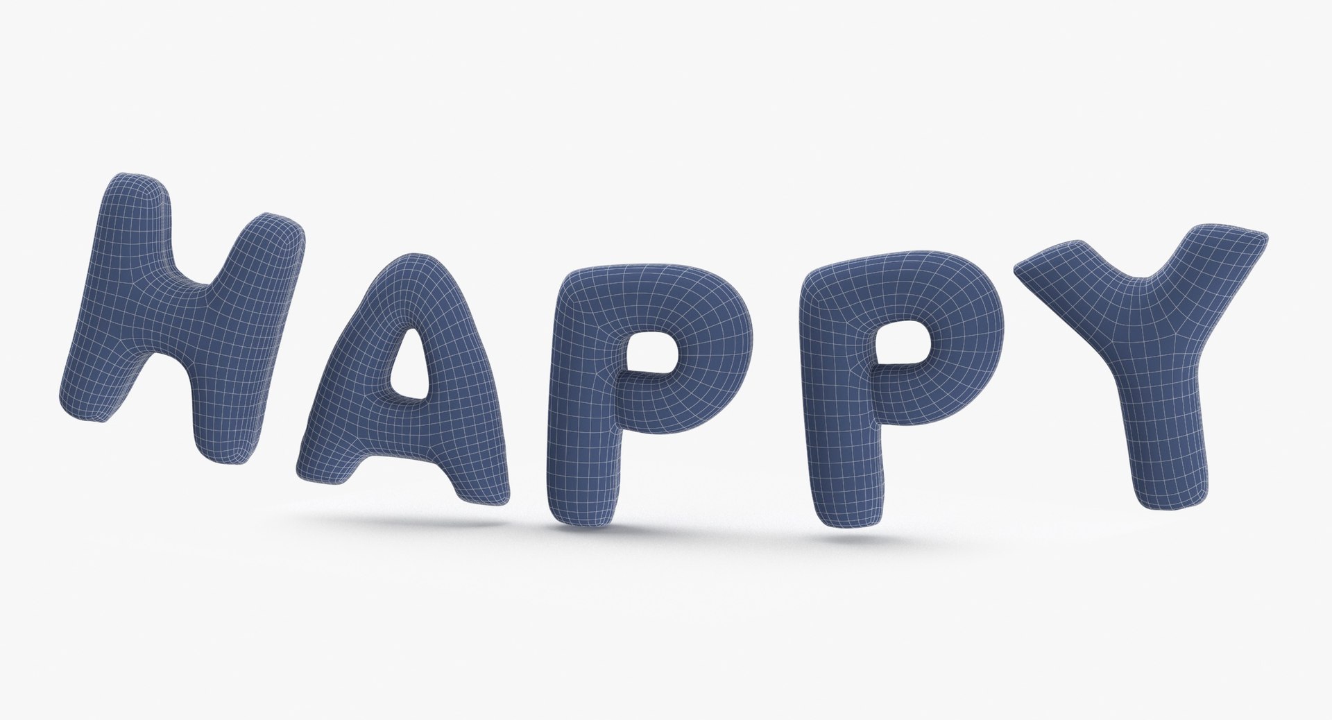 3D Foil Baloon Words Happy Silver model - TurboSquid 1740145